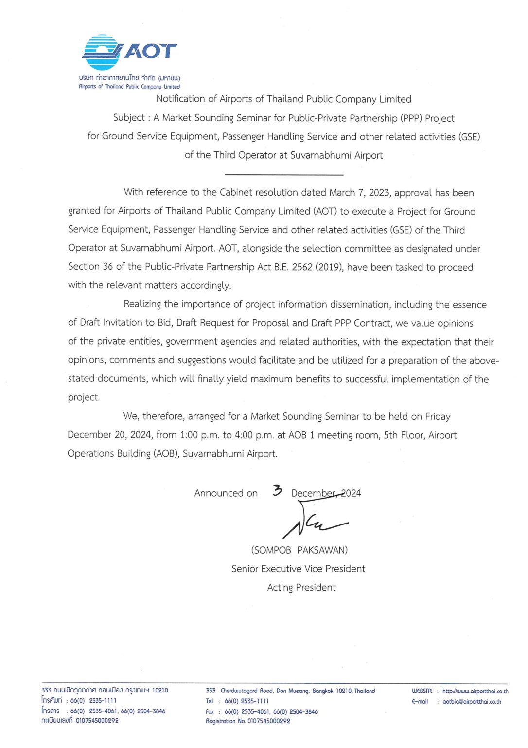 Public-Private Partnership (PPP) Project for Ground Service Equipment ...